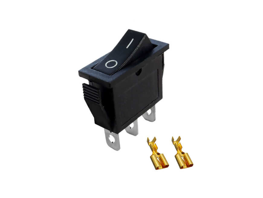 Black Rocker Switch 3-Pin 15A 250VAC - Elekron Limited